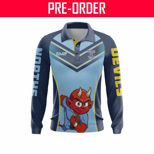 Norths Devils RL Townsville - Long Sleeve Club Polo - (SHOP)